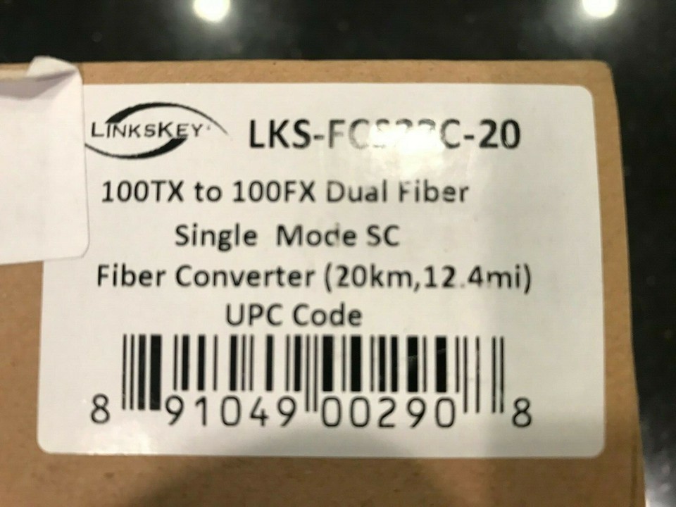 Linkskey 100TX to 100FX Single-Mode SC Fiber Converter (LKS-FCS22C-20 ...