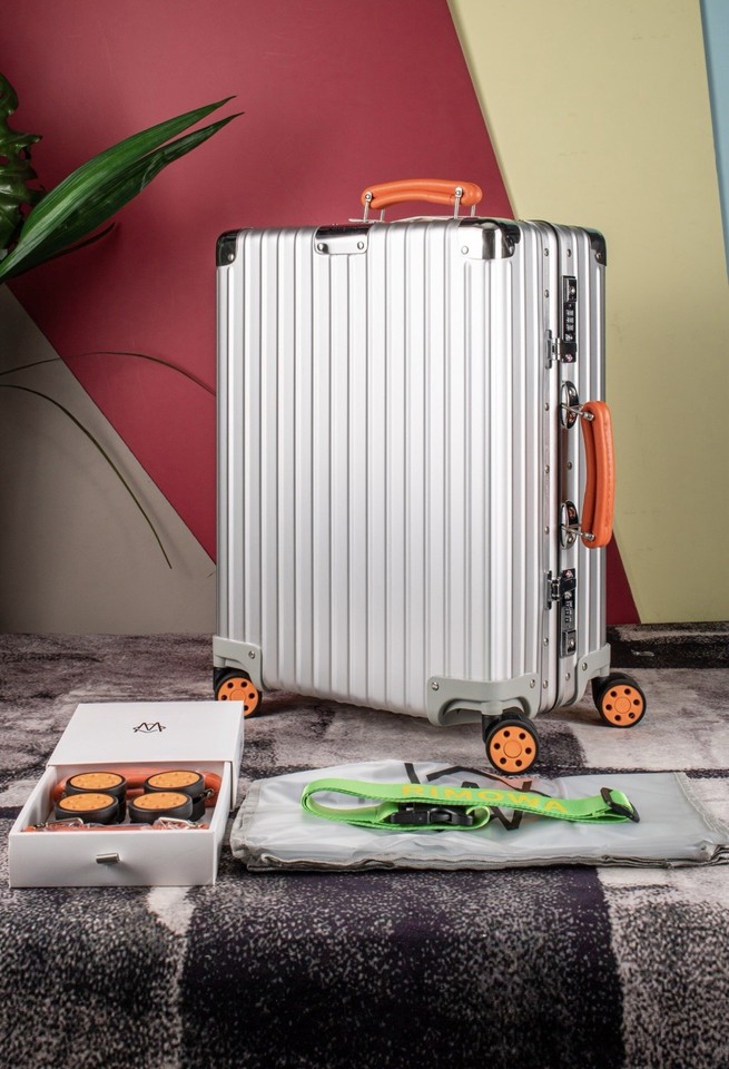 High-End Aluminum Travel Suitcase - Rimowa With Orange Wheels/Handle | eBay