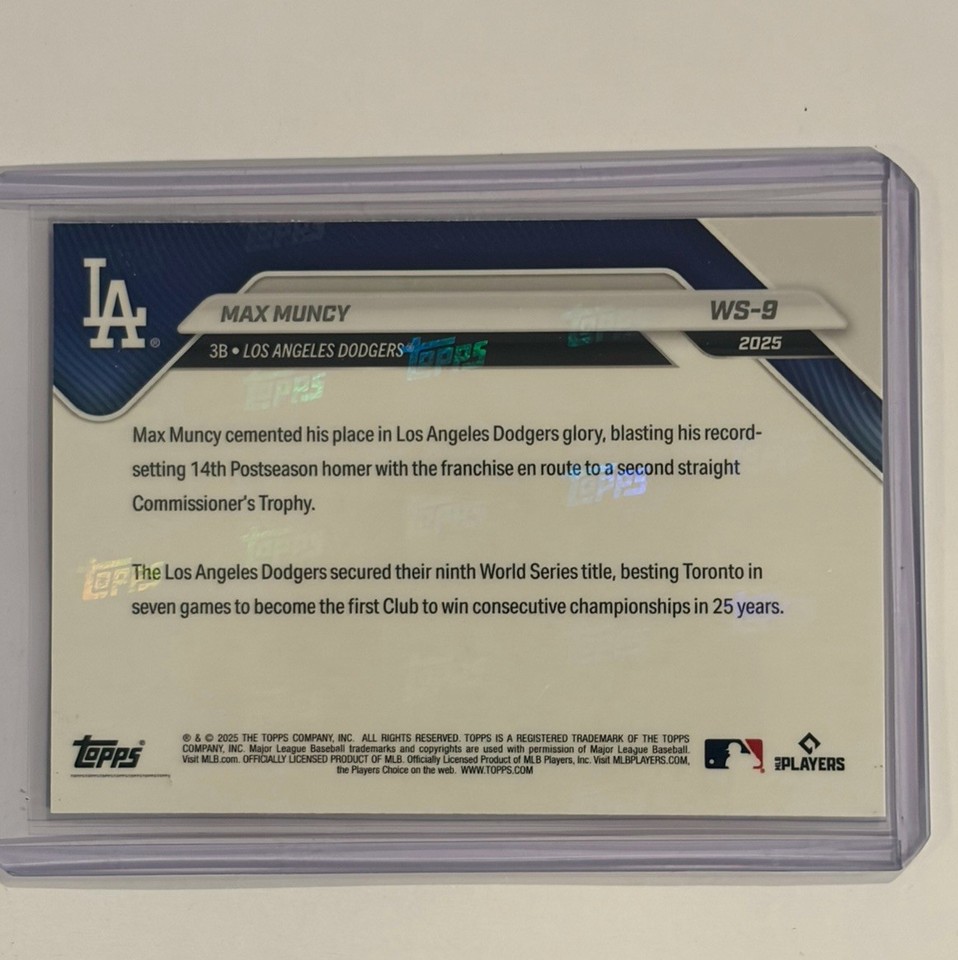 2025 Topps Now World Series Champions #WS-9 Max Muncy Los Angeles ...