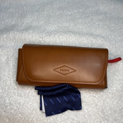 Fossil Glasses Sunglass Case Brown Magnetic Closure Good Condition | eBay