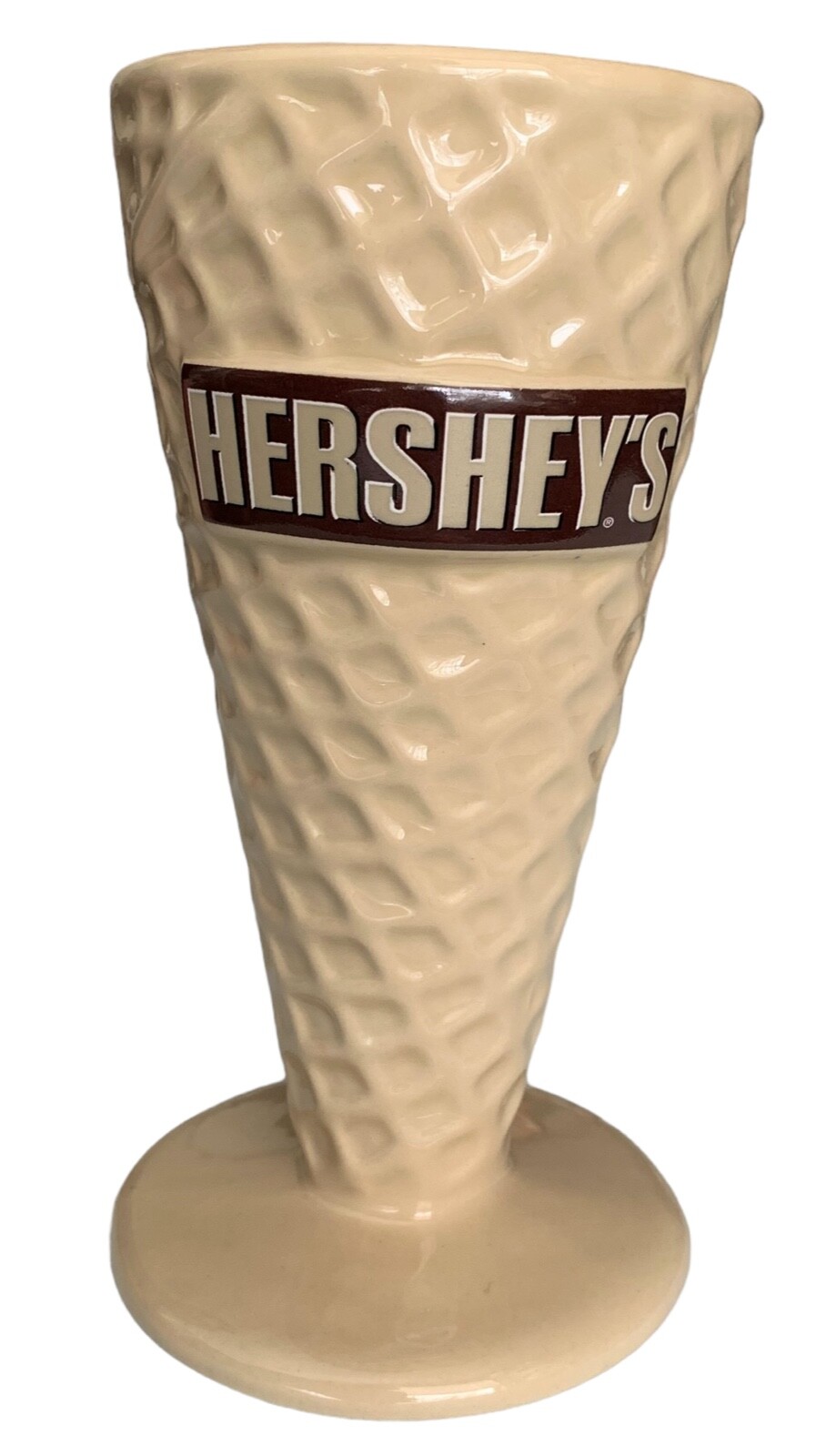 HERSHEY'S Beige Brown Ceramic Waffle ice cream cone cup Billco Int'l | eBay