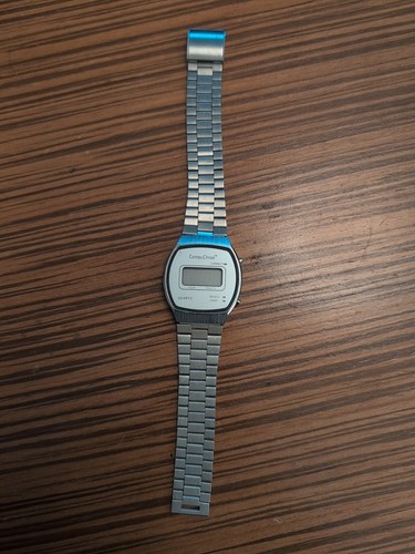 Compu Chron Quartz Stainless Steel Vintage Digital Watch Made In Hong ...