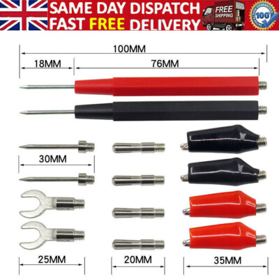 16* Cable Alligator Clip Needle Tip Digital Multimeter Probe Test Lead ...
