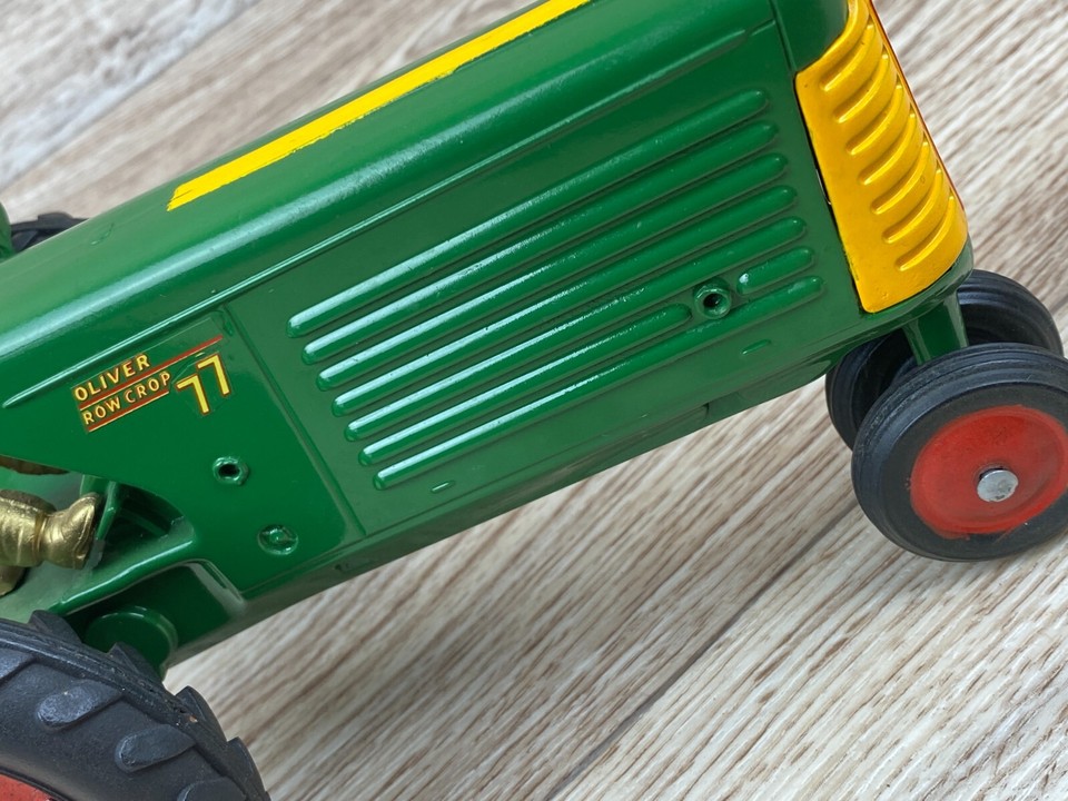 Rare 1950’s Slik Toy Oliver Row Crop 77 Tractor with Gold Farmer 1/16 ...