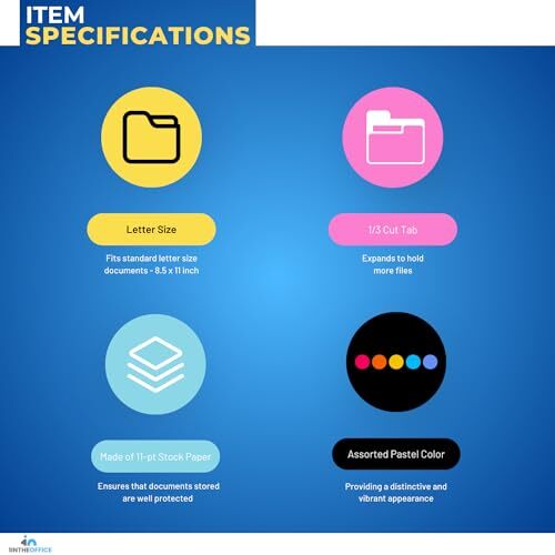 File Folder Letter Size, Pastel File Folders Assorted Pastel, 3 Tab ...