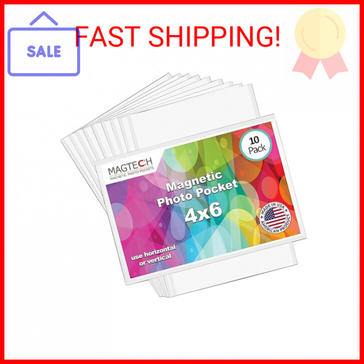 Magtech Magnetic Pocket Picture Frame, White, Holds 4 x 6 Inches Photos ...