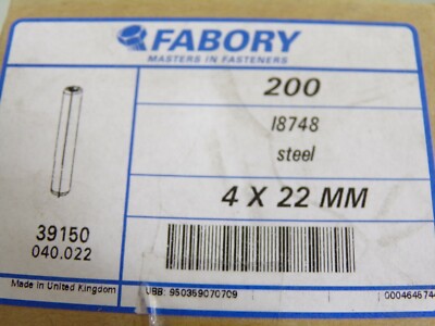 (PK OF 200) STRAIGHT PIN (SPIRAL PIN) HEAVY DUTY ISO 8748 4X22MM (DC ...