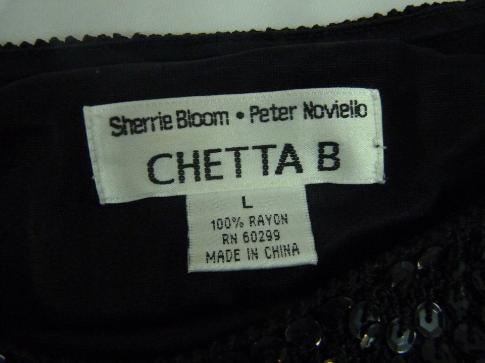 CHETTA B Sherrie Bloom Peter Noviello Black Sequin Cocktail Blouse Top ...