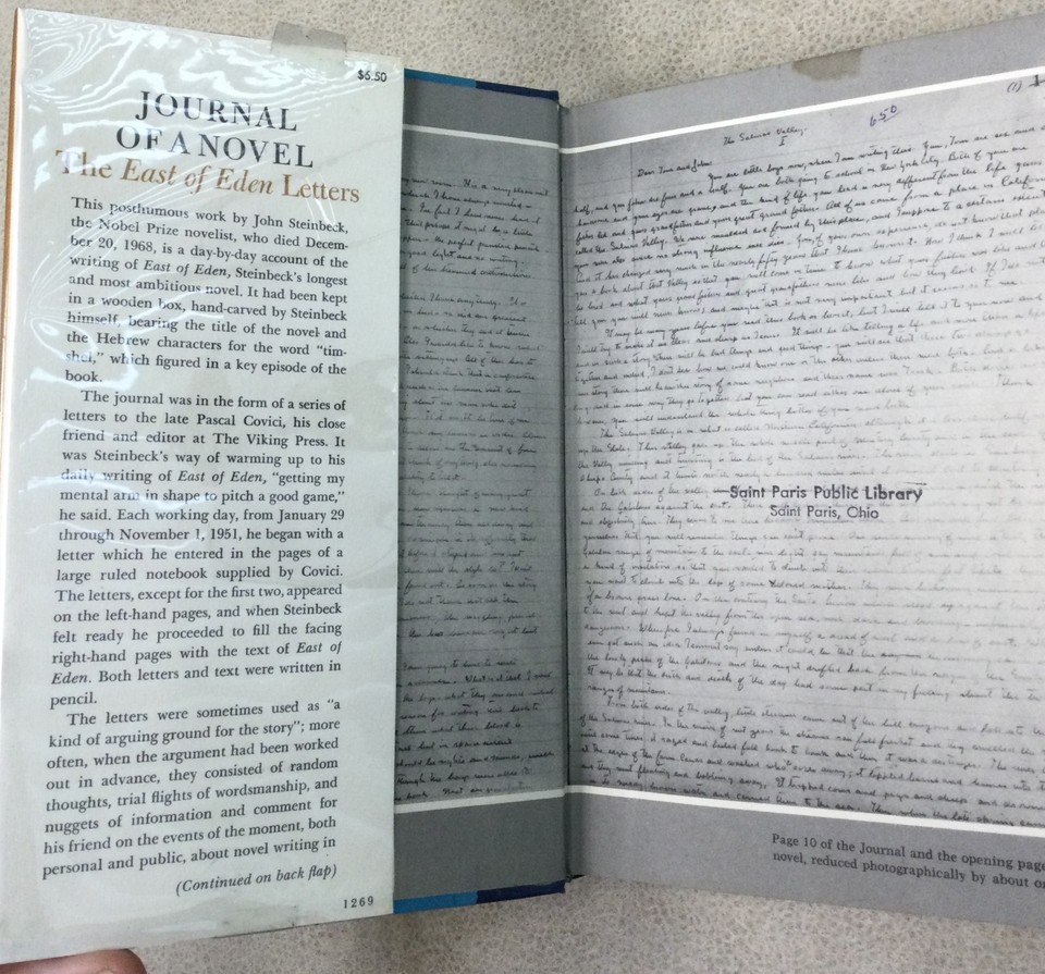 Book - Journal of a Novel by John Steinbeck 1969 vintage - Acceptable ...