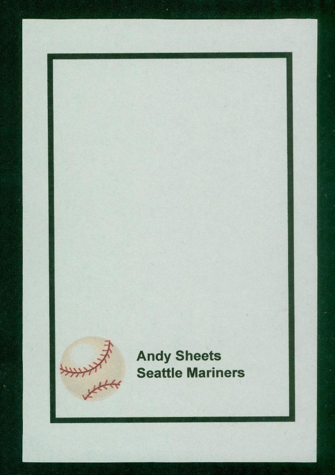 #1180, 4" x 6" Photo Card, Signed-Autographed, Andy Sheets, Mariners | eBay