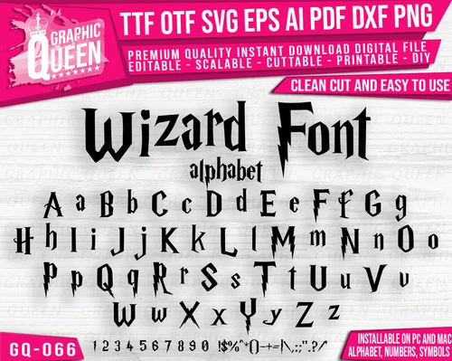 Harry Potter font TTF OTF, Wizard Letter SVG Installable Alphabet ...