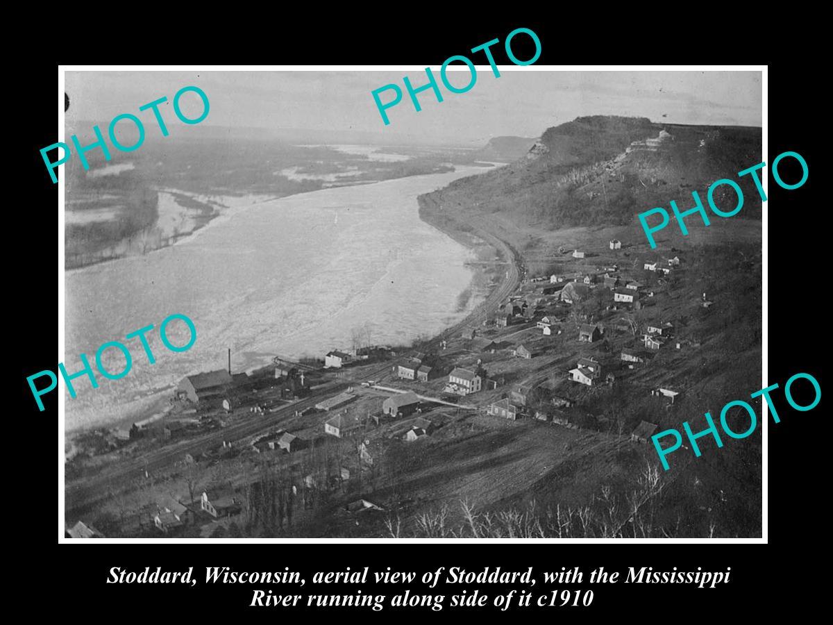 OLD LARGE HISTORIC PHOTO OF STODDARD WISCONSIN AERIAL VIEW OF THE TOWN ...