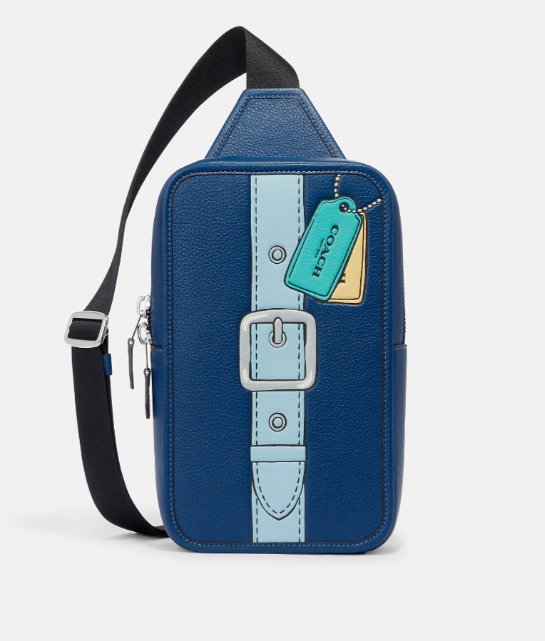 Coach Men's Silver/True Blue Sullivan Pack W/Trompe L'oeil Print XBody ...