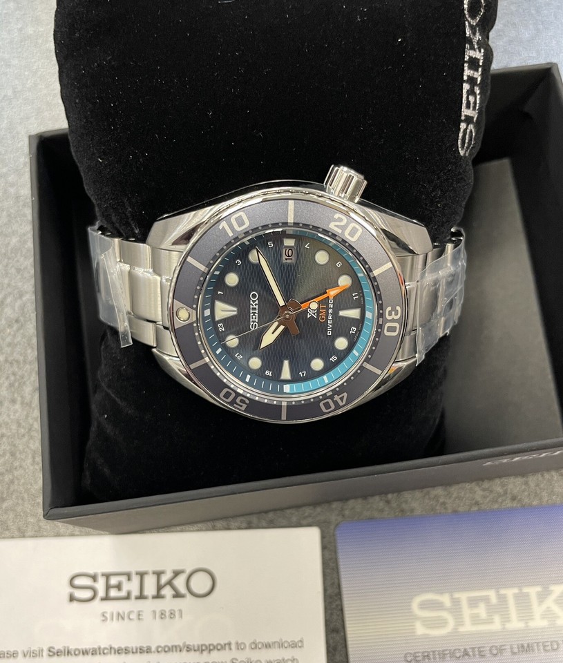 Seiko Prospex GMT Solar sumo Blue Dial Diver’s Watch SFK001 New With ...