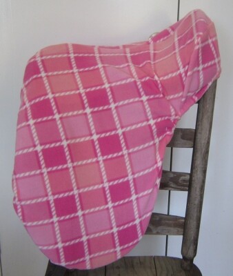 Horse Saddle cover in Pink & White tartan with FREE EMBROIDERY Made in ...