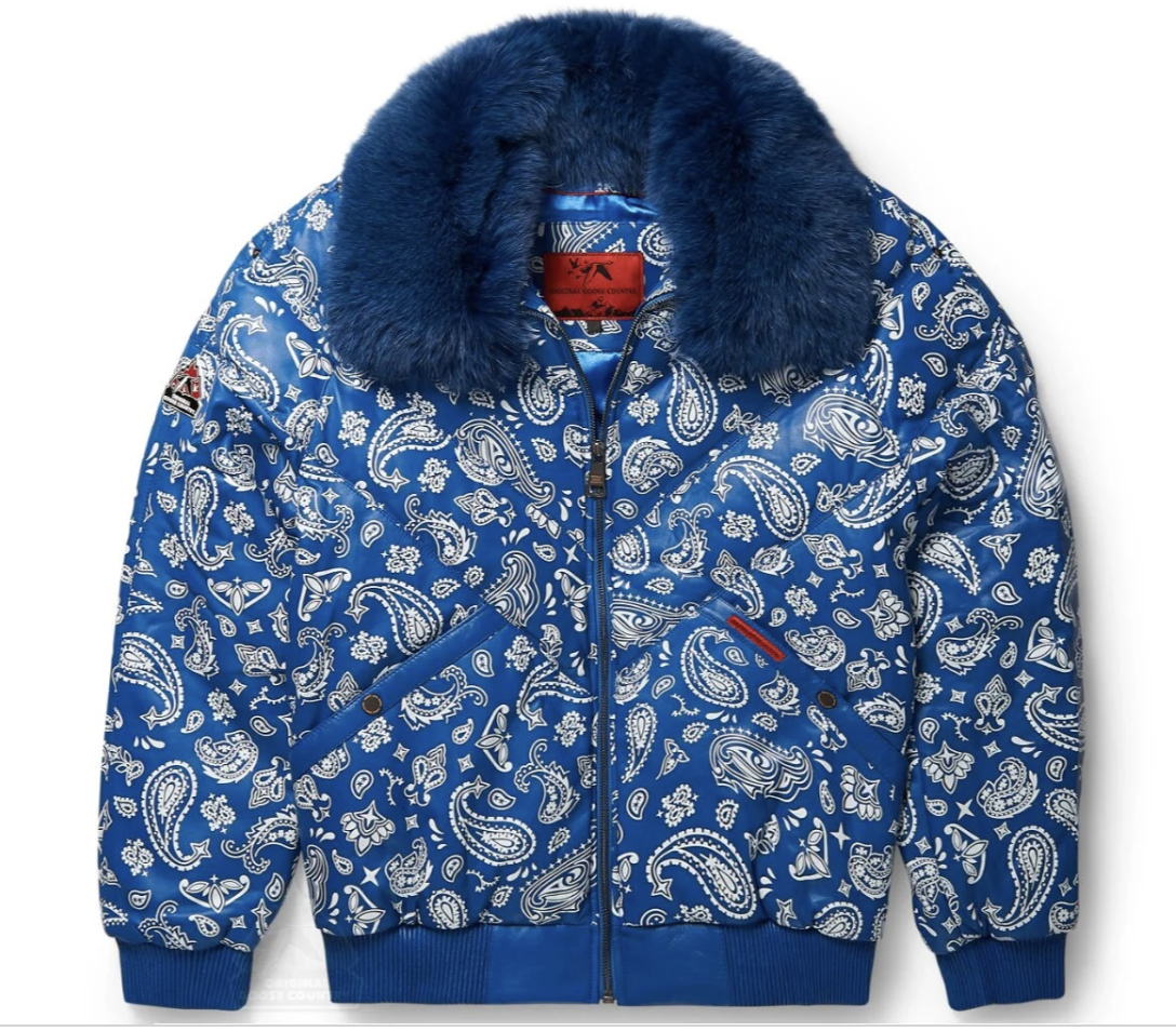 BrandNew Men's V-Bomber Leather & Goose Down Jacket With Real Fox Fur ...