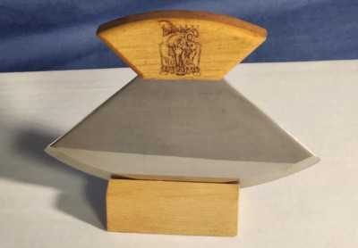 Alaskan ULU Knife WOOD Handle w/Stand Stainless Steel Blade - Iditarod ...