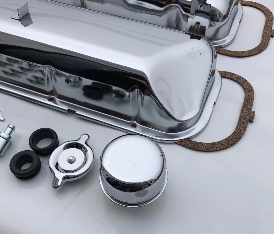 Chrome CHEATER Valve Covers SLANT BBC 396 427 454 KIT 40 PC KIT Fits ...