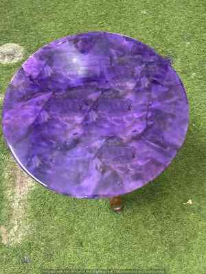 Round Amethyst Table Top Healing Crystal Handmade Arts Home Furniture ...