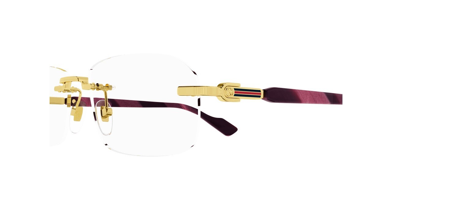 Gucci GG1221O 003 Gold-Burgundy Rectangular Narrow Rimless Men's ...