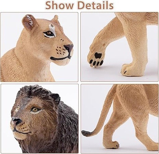 TOYMANY animal figure set, lion figure 6pcs, wild animal figure, parent ...