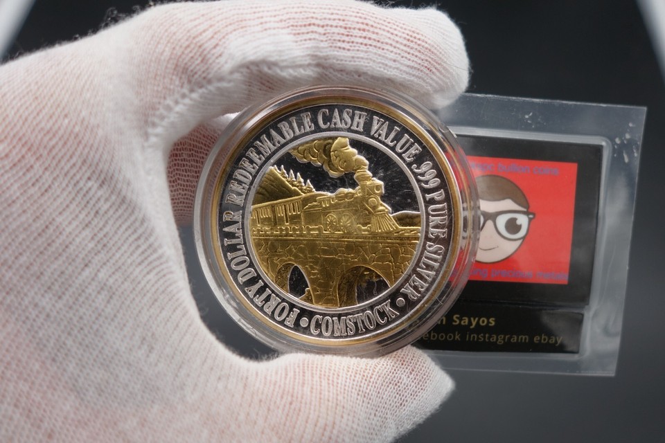 Comstock Reno TRAIN a $40 FORTY DOLLAR GAMING TOKEN .999 SILVER COIN ...