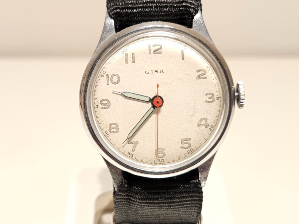 VINTAGE RARE WW2 ERA MILITARY STYLE 36mm SWISS MECHANICAL MEN'S WATCH ...