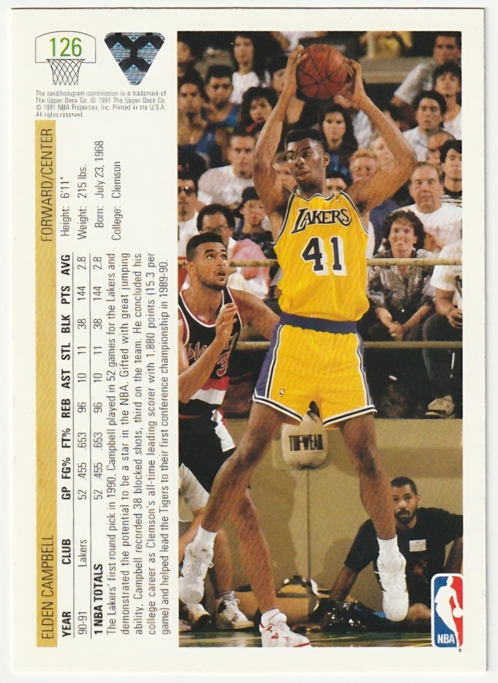 1991-92 Upper Deck - Elden Campbell #126 | eBay