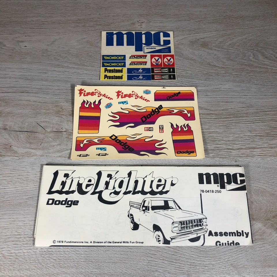 VTG 1978 MPC DODGE FIRE FIGHTER TRUCK 1/25 Scale Model Kit 1-0418 ...