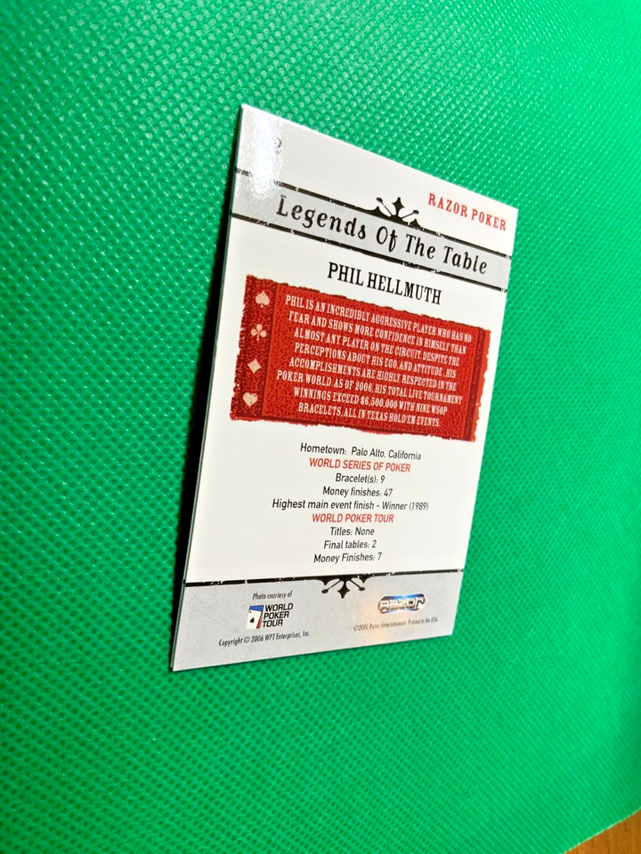 2006 Razor Poker PHIL HELMUTH #42 WPT LEGENDS OF THE TABLE AA61+ | eBay