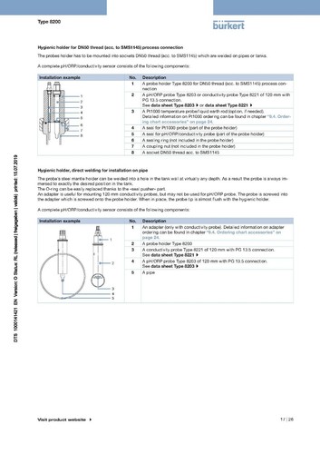 Burkert 8200 , PH / ORP electrode holder, 00429224 | eBay