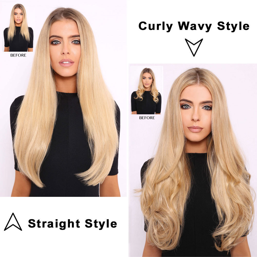 Long Real Straight Curly Wire Headband One Piece Clip in on Hair ...