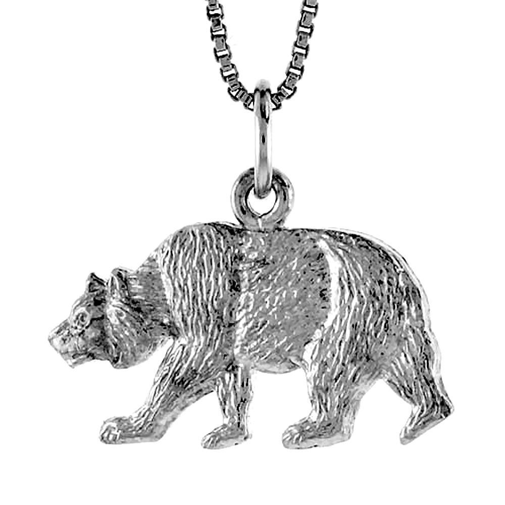 Sterling Silver Bear Pendant / Charm, Italian Box Chain | eBay