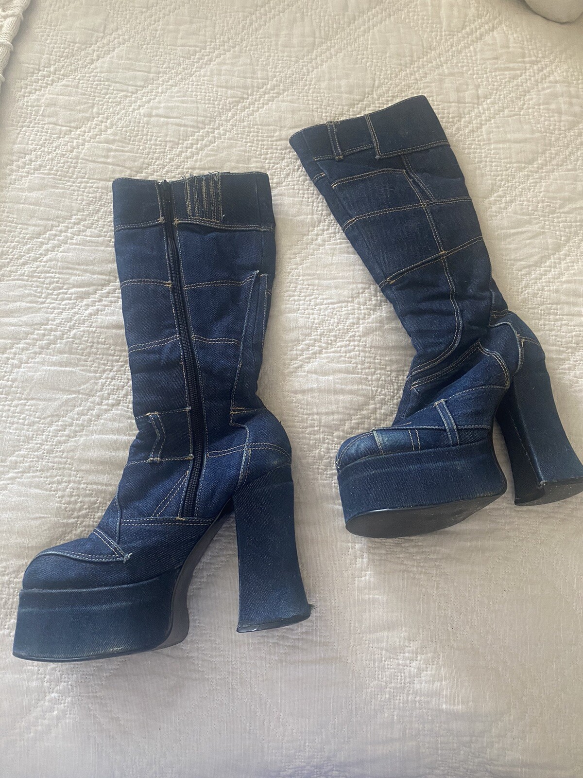 y2k platform boots vintage RARE Patchwork Splash - Gem