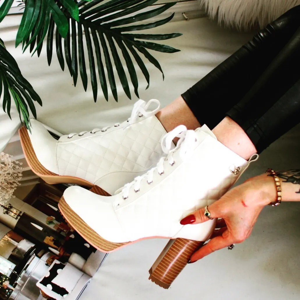 Limited Edition, Designer, White Diamond Heeled Boots, Size NZ 7 | eBay