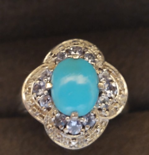 CHUCK CLEMENCY STS Turquoise Blue Topaz Sterling Silver Ring Size 5 3/4 ...