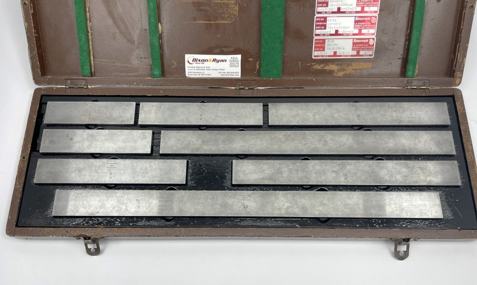 C.E. JOHANSSON 8 pc Gage Block Set With Starrett ISO 17025 Calibration ...
