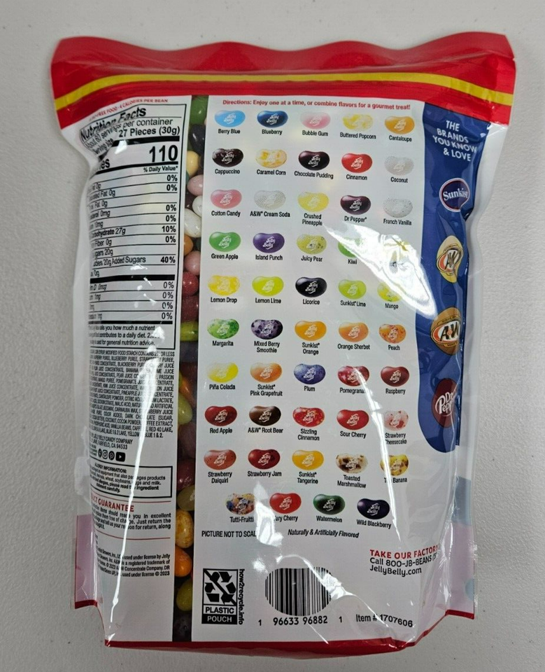 Jelly Belly Original Gourmet Beans 49 Flavors 64 oz 4 lb Resealable Bag ...
