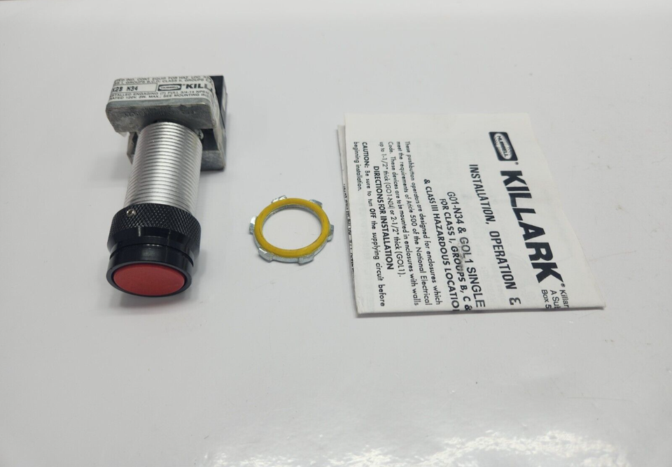 HUBBELL KILLARK GO1-RX2B N34 LONG MOMENTARY CONTACT SINGLE PUSH BUTTON ...