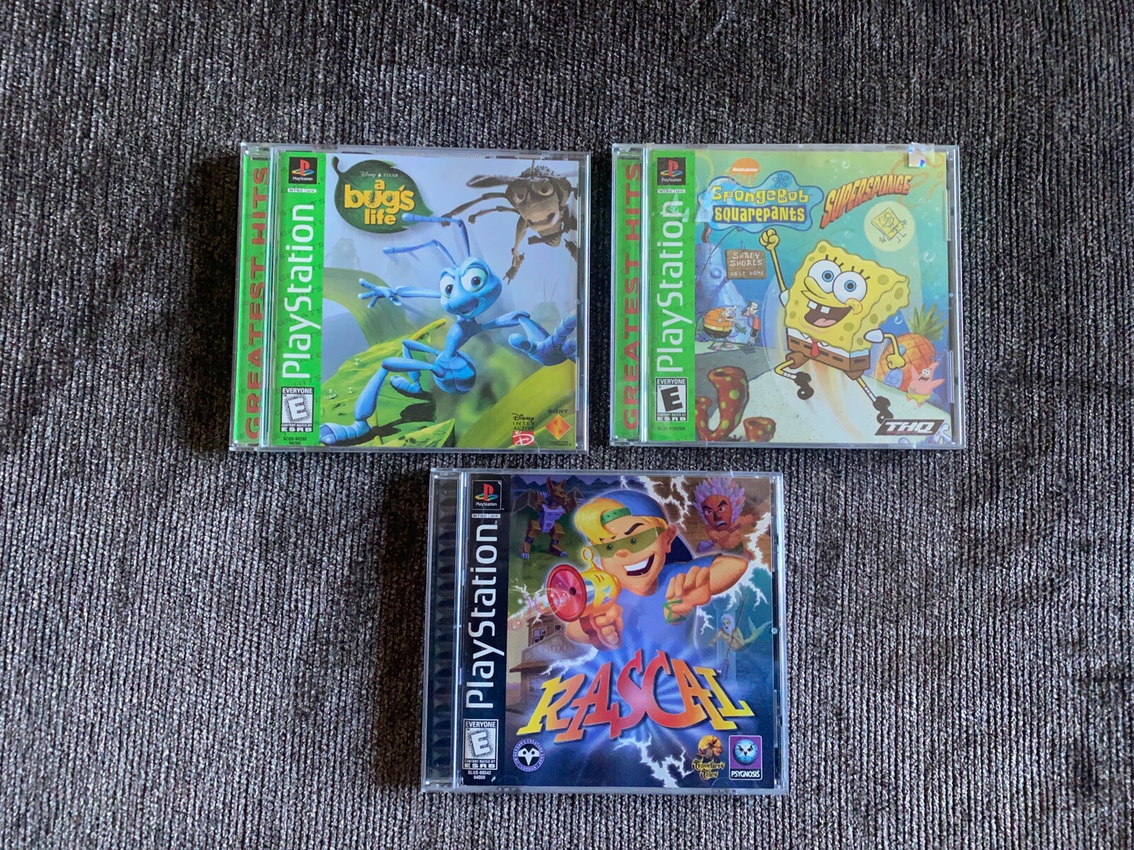Lot Of 3 PlayStation Games A Bugs Life, Rascal, and SpongeBob ...