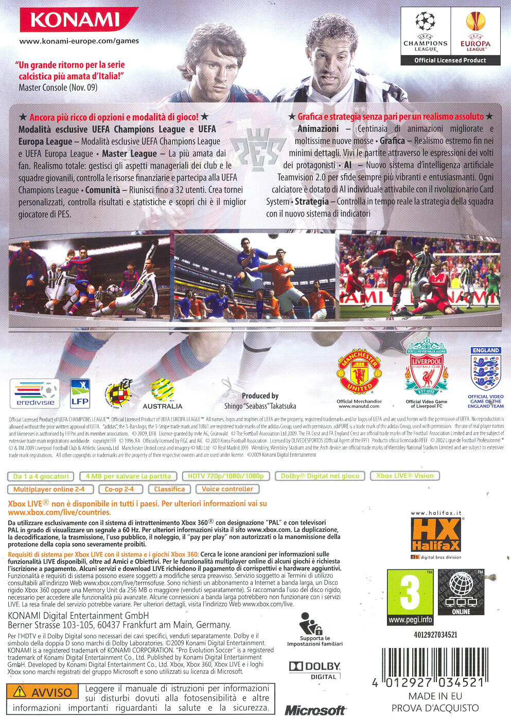 Pro Evolution Soccer PES 2010 (Calcio) Classics XBOX 360 KONAMI | eBay