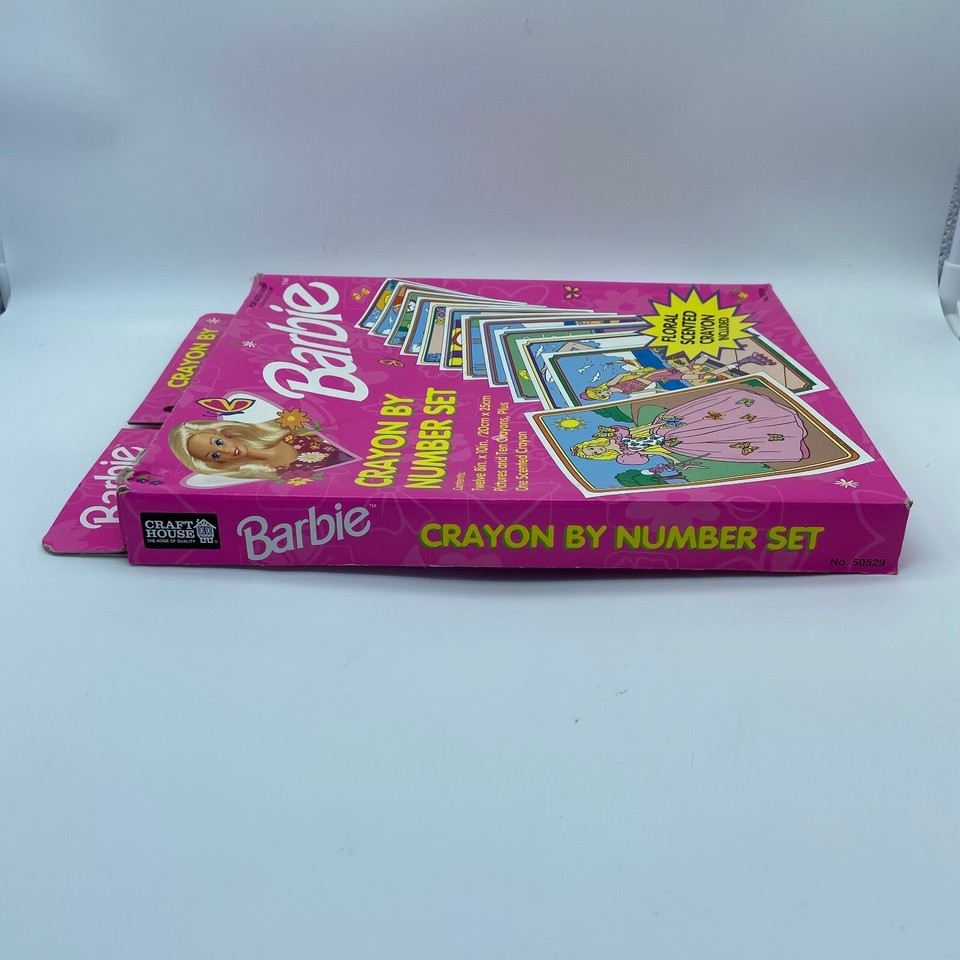 Vintage 1995 Craft House BARBIE Crayon by Number Set 50529 | eBay