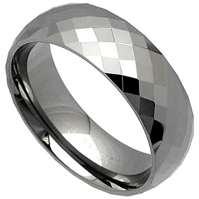 High Polished TUNGSTEN CARBIDE Faceted Plain Ring Band, size 10 - in ...