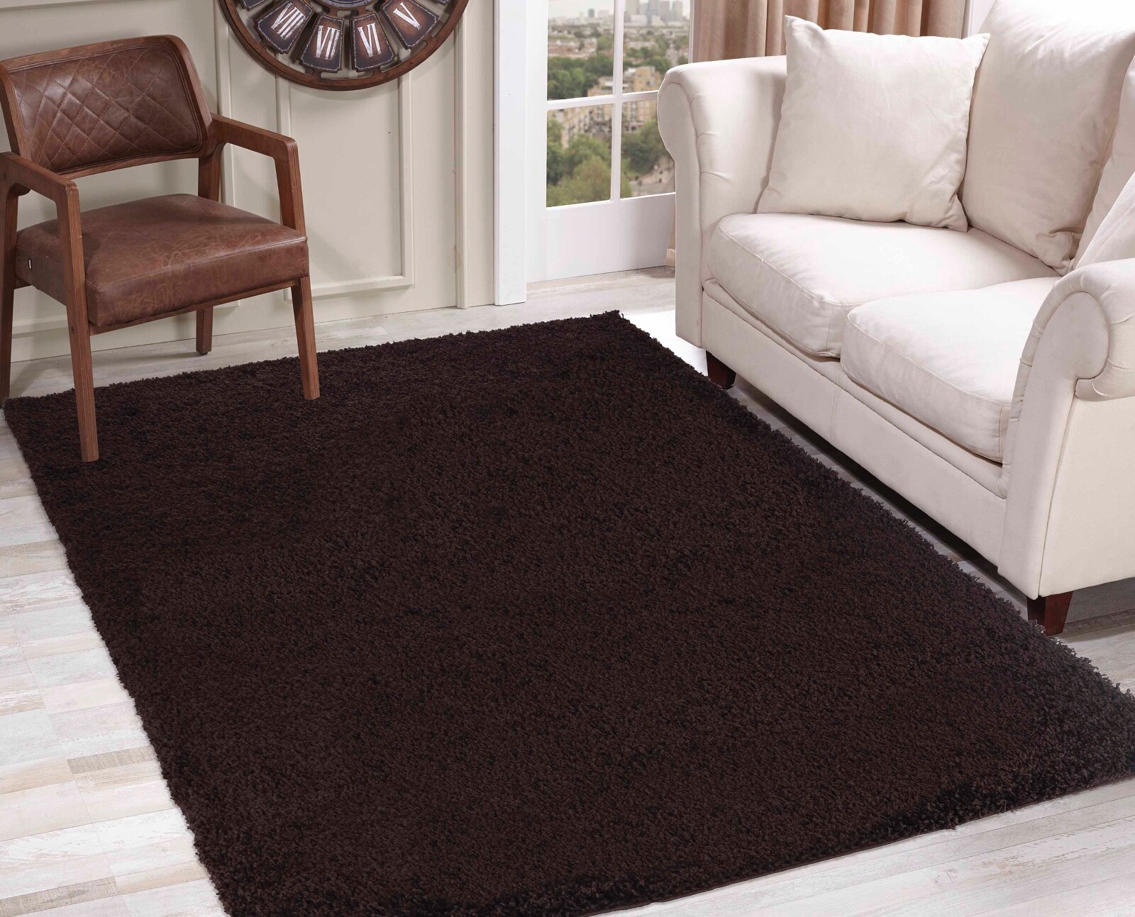 Shaggy Rug Modern Chocolate Brown Small - Large Living Room Area Rugs ...