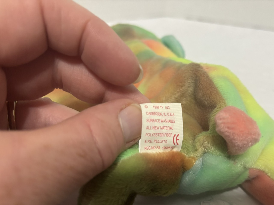 Ty Original Beanie Baby SAMMY the Tie-Dyed Bear 1998/1999*RETIRED*DATE ...