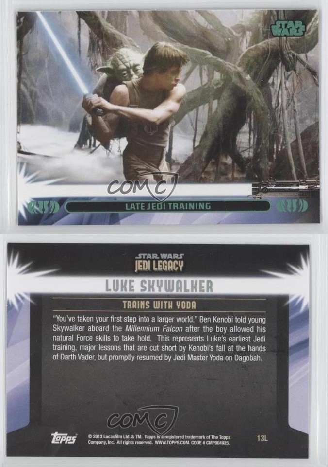 2013 Topps Star Wars Jedi Legacy Green Late Training Luke Skywalker ...