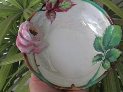 Rare Noritake 3D Pink Rose Unique Vintage M Hand Painted Iridescent ...