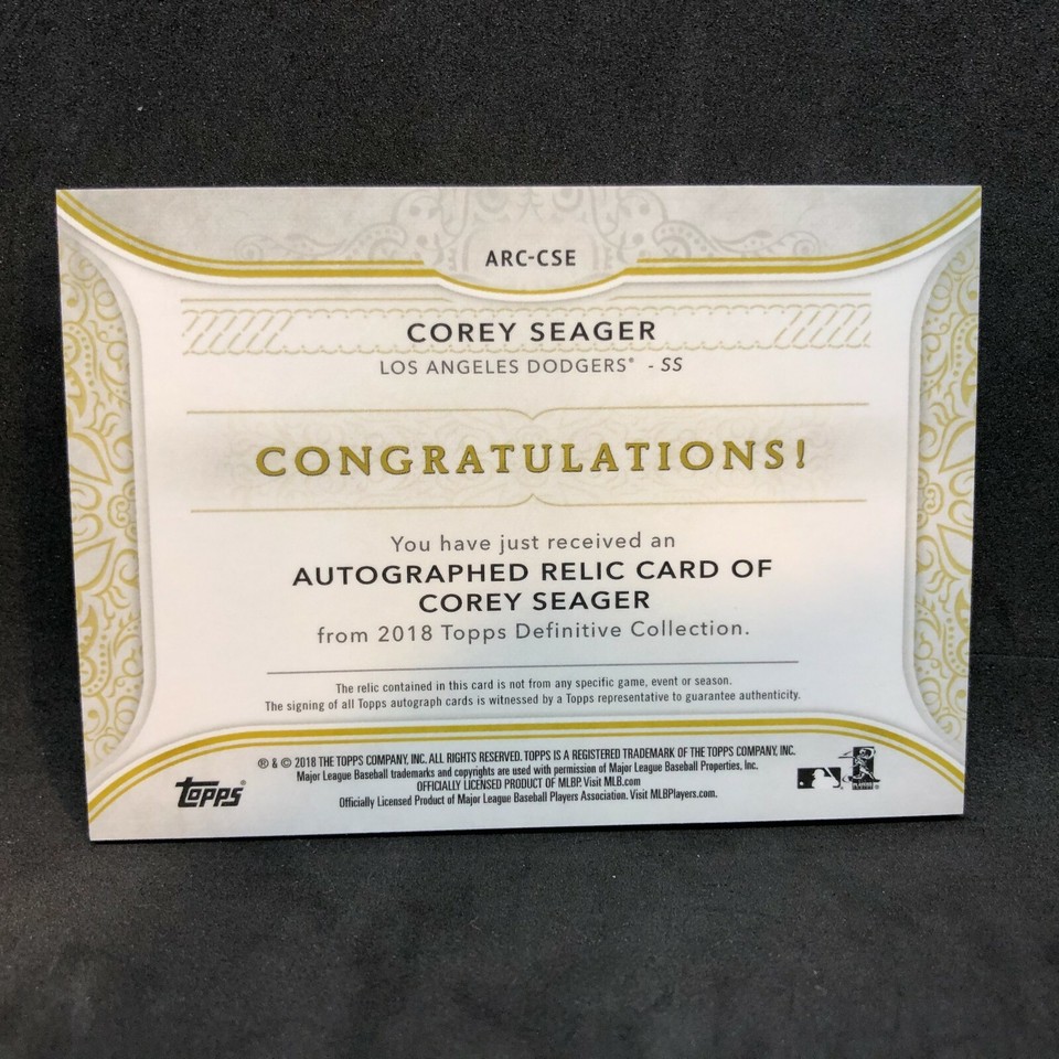 2018 TOPPS DEFINITIVE COREY SEAGER SP 03/25 ON CARD AUTO RELIC DODGERS, MVPx2! | eBay