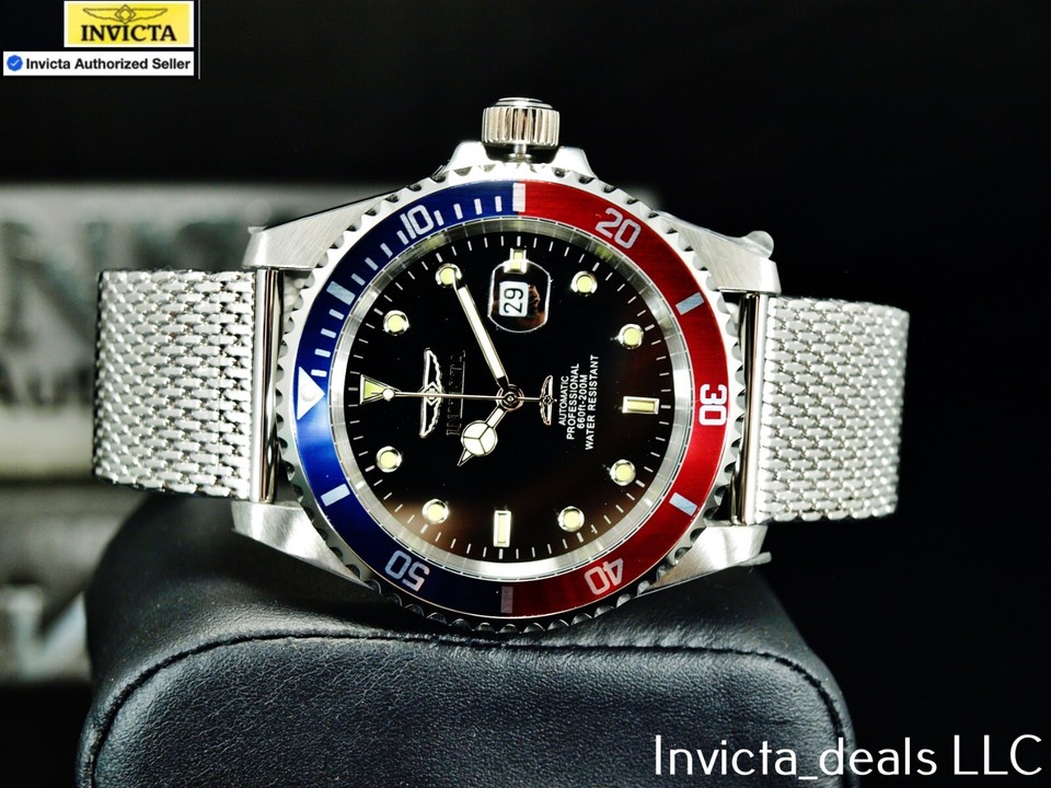 Invicta Men's 47mm GRAND Pro Diver AUTOMATIC BLACK DIAL Mesh Bracelet ...