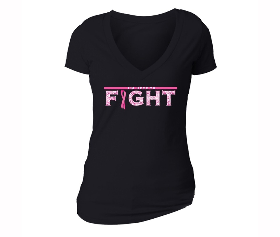 Breast Cancer awareness PINK Ribbon survivor support, Women Vneck T ...